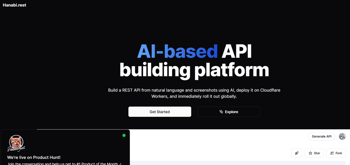 Hanabi.rest - Prompt to Backend API by AI with Playground | Steemhunt